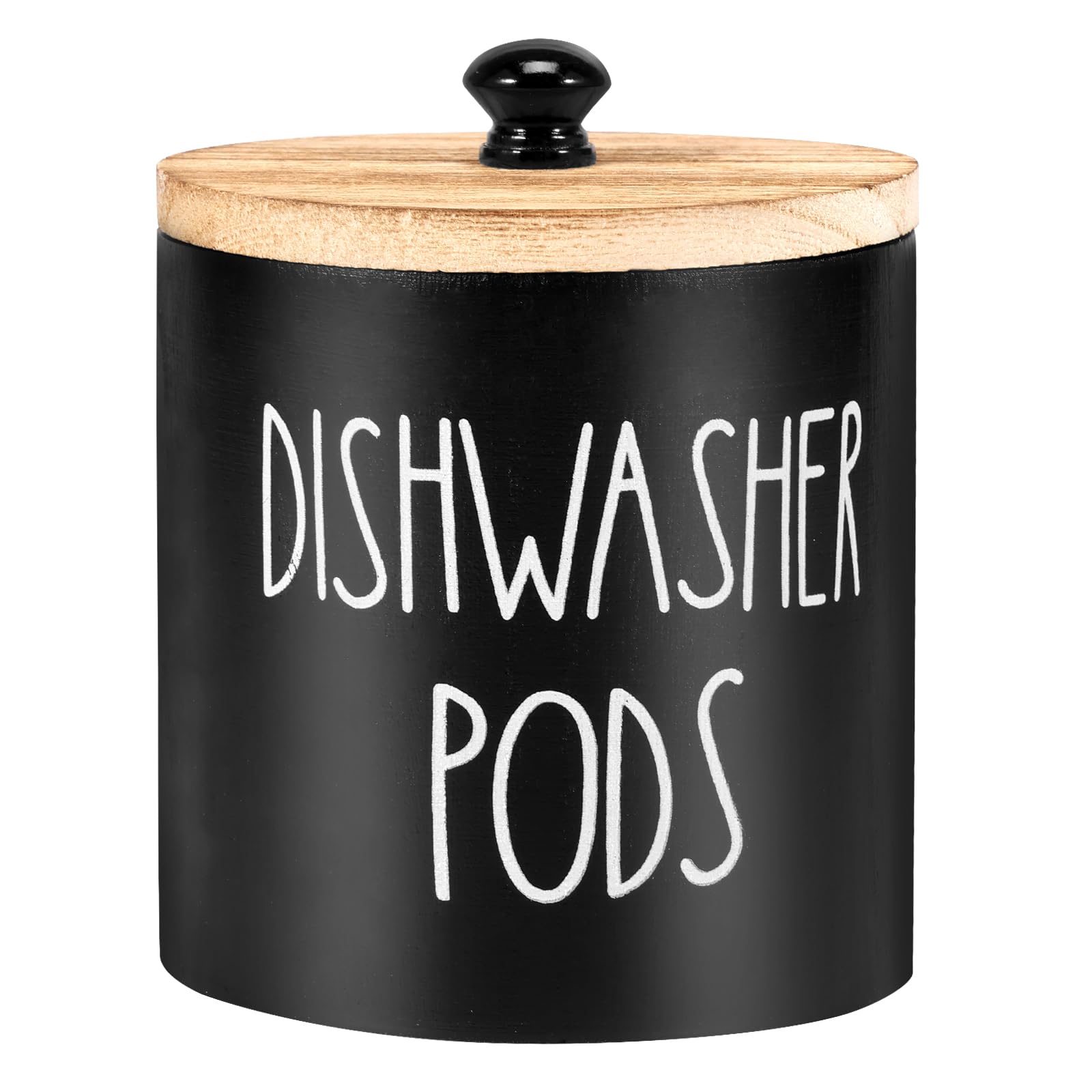 Dishwasher Pod Holder with Lid Stylish Dishwasher Tablet Container Wide Opening Dishwasher Pod Storage Round Shape Dishwasher Pod Canister Dishwasher Pod Organizer for Home Kitchens (Black)