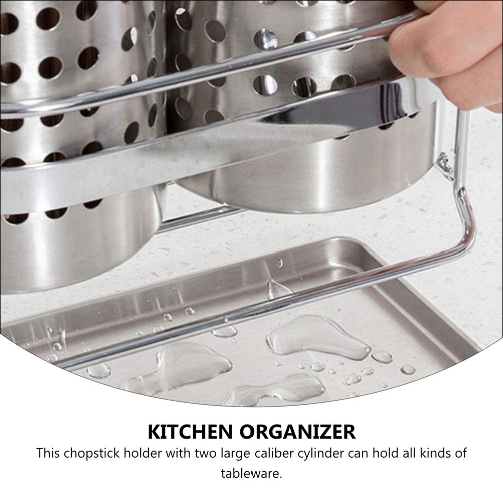 Cabilock Stainless Steel Utensil Caddy Cutlery Storage Holder Countertop Silverware Holder Cooking Utensil Organizers for Home Restaurant Kitchen