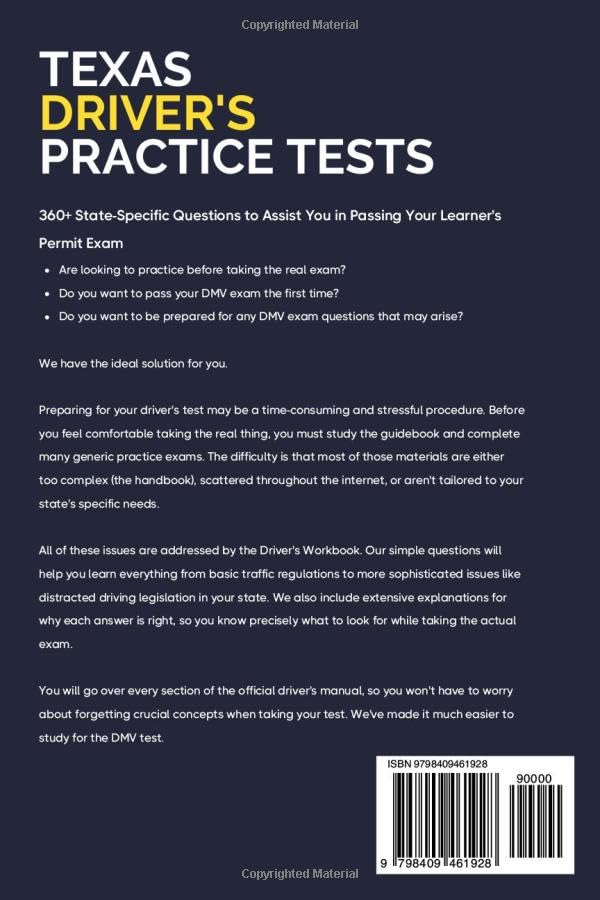 Texas Driver’s Practice Tests: +360 Driving Test Questions To Help You Ace Your DMV Exam. (Practice Driving Tests)