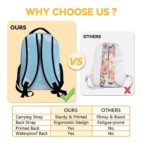 CUNEXTTIME Penguin Backpack for Girls Boys, 16 Inch Blue Backpacks for School, Cute Lightweight Durable Bookbag for Kids