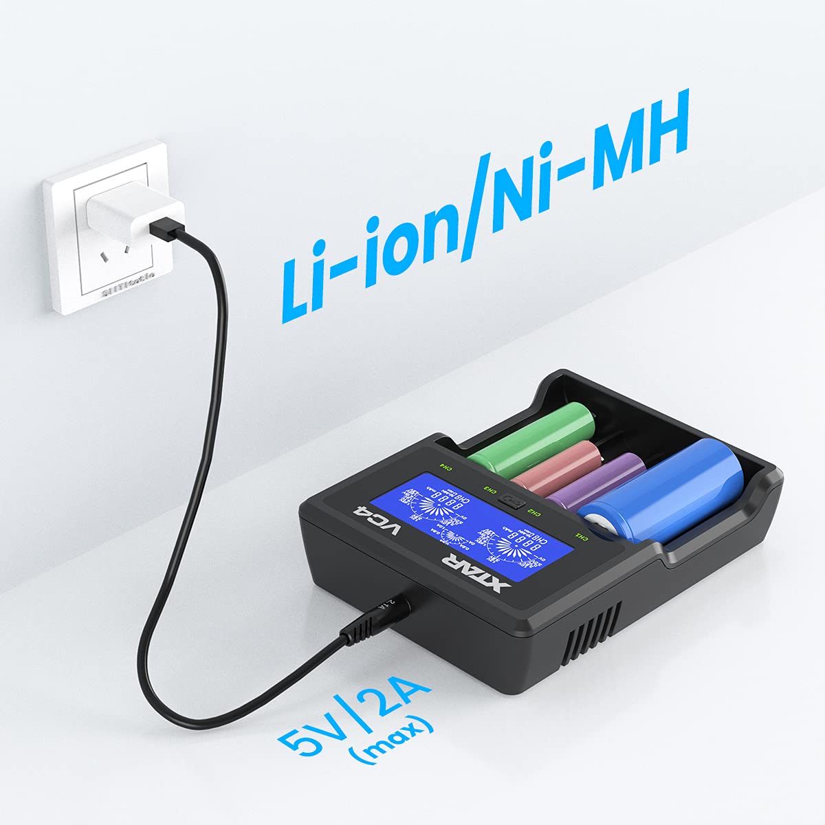 XTAR VC4 Charger for Lithium-ion and Ni-MH Batteries (Authentic USA Version)