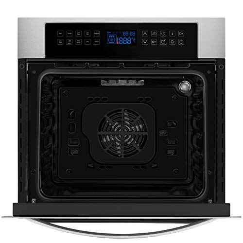 Empava 24 Inch Electric Single Wall Oven 10 Cooking Functions Deluxe 360° ROTISSERIE with Sensitive Touch Control in Stainless Steel, SC02
