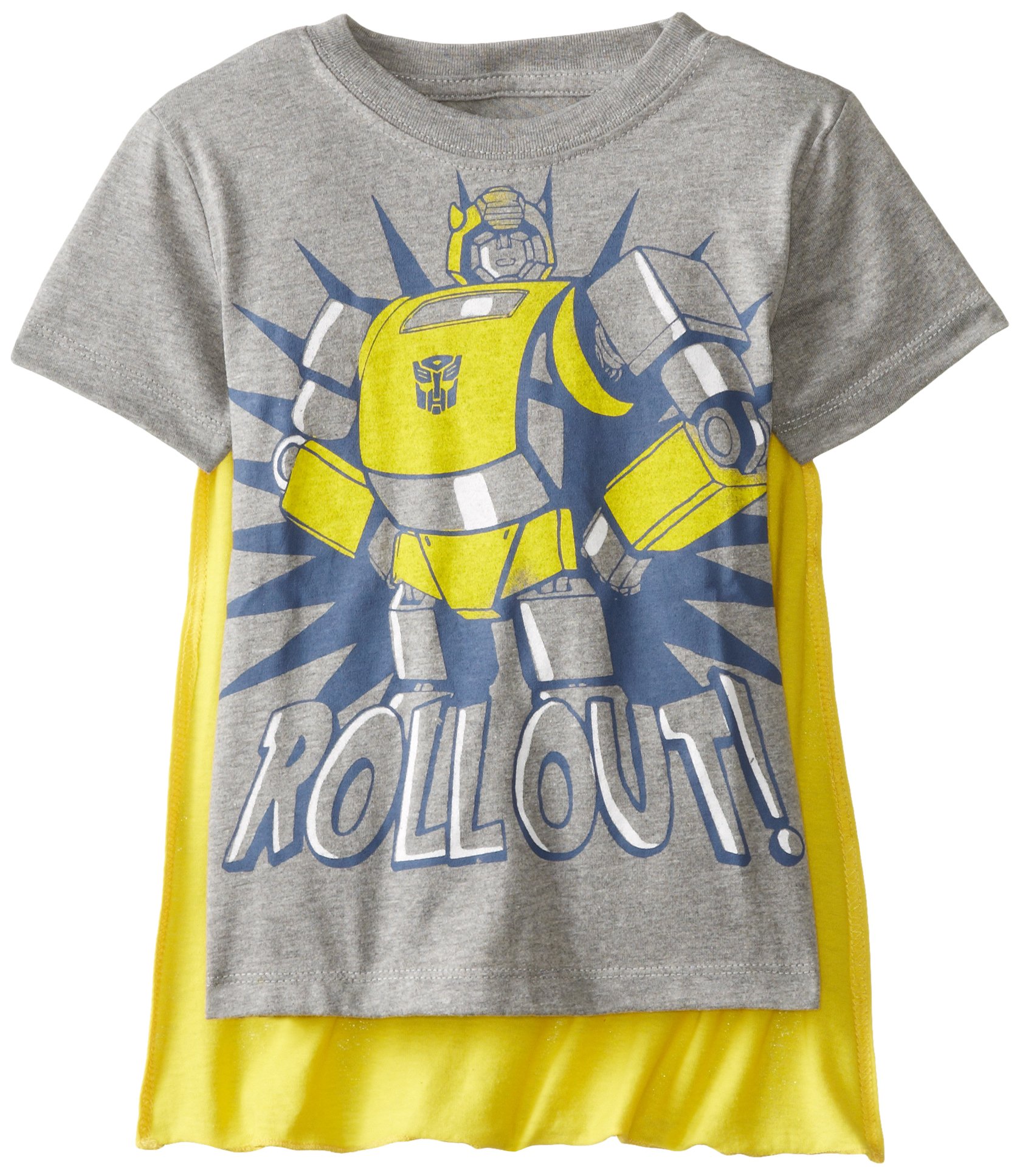 Transformers Little Boys' Toddler Bumblebee Roll Out Cape T-Shirt, Grey, 5T