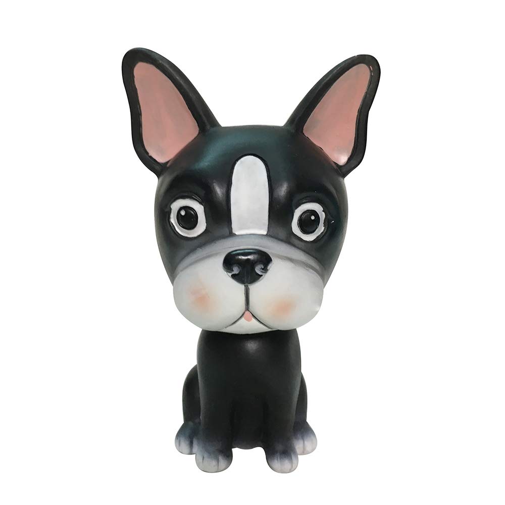 KEYUM Bobbleheads Dog Bulldog, Cute Car Dashboard Bobble Head Boston Terrier Decoration, Animal Resin Ornament Puppy Shaking Head Toys for Car Vehicle Automobile Decor