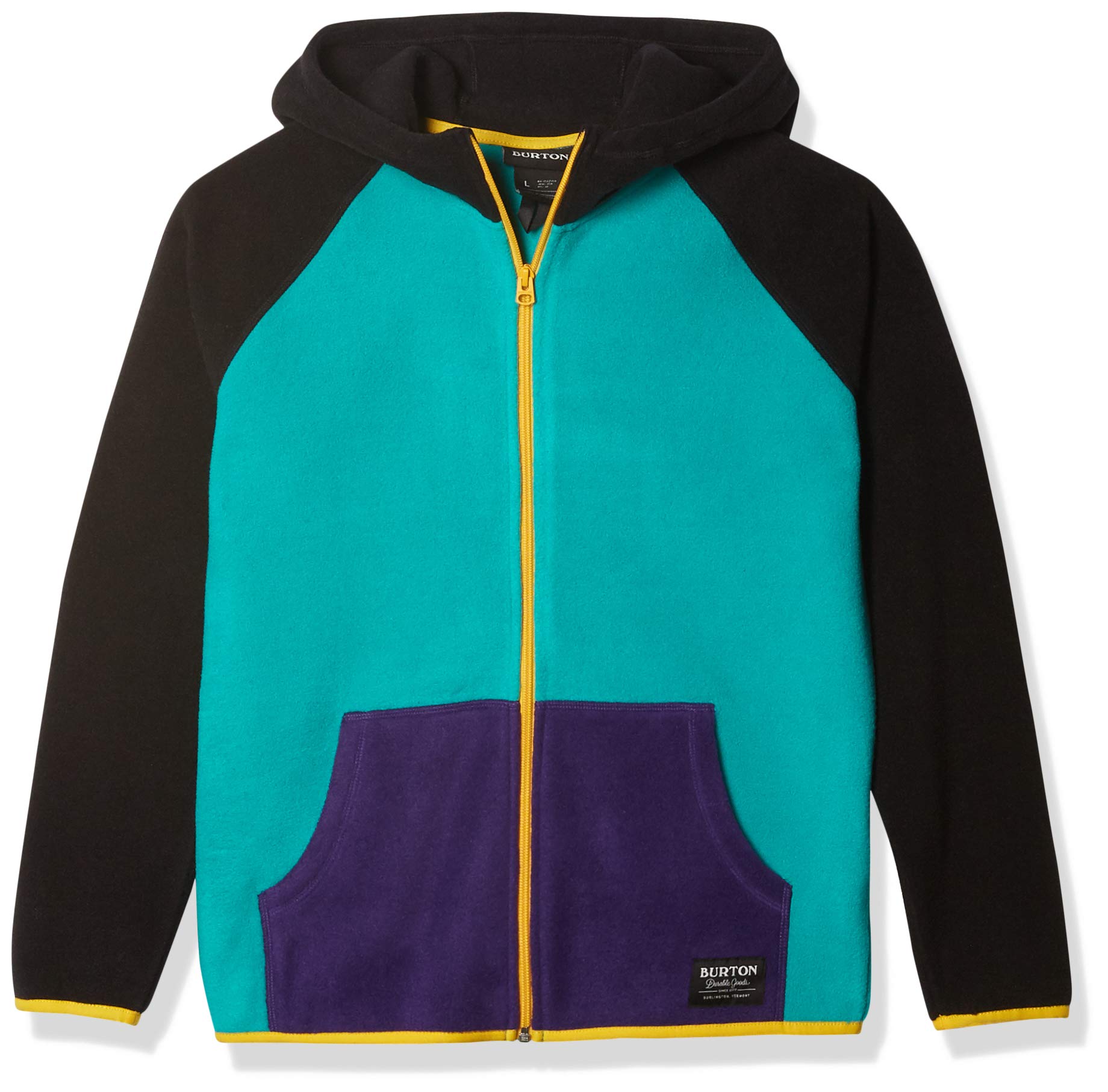 Burton Kids Spark Fleece Hooded Full Zip, Dynasty Green Multi, Large