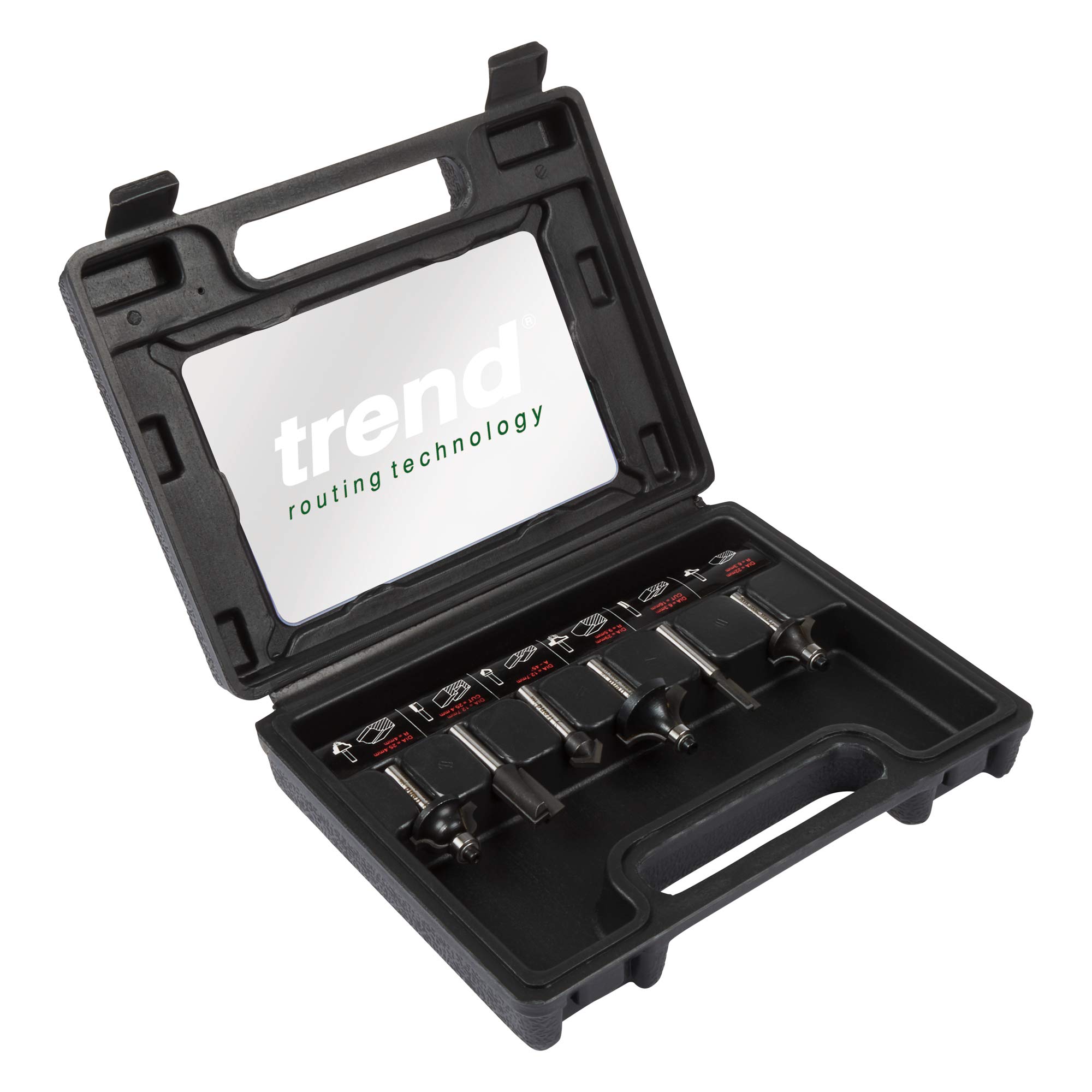 Trend 6 Piece Router Bit Starter Set, 1/4 Inch Shank, Tungsten Carbide Tipped, Storage Case Included, SET/SS11X1/4TC