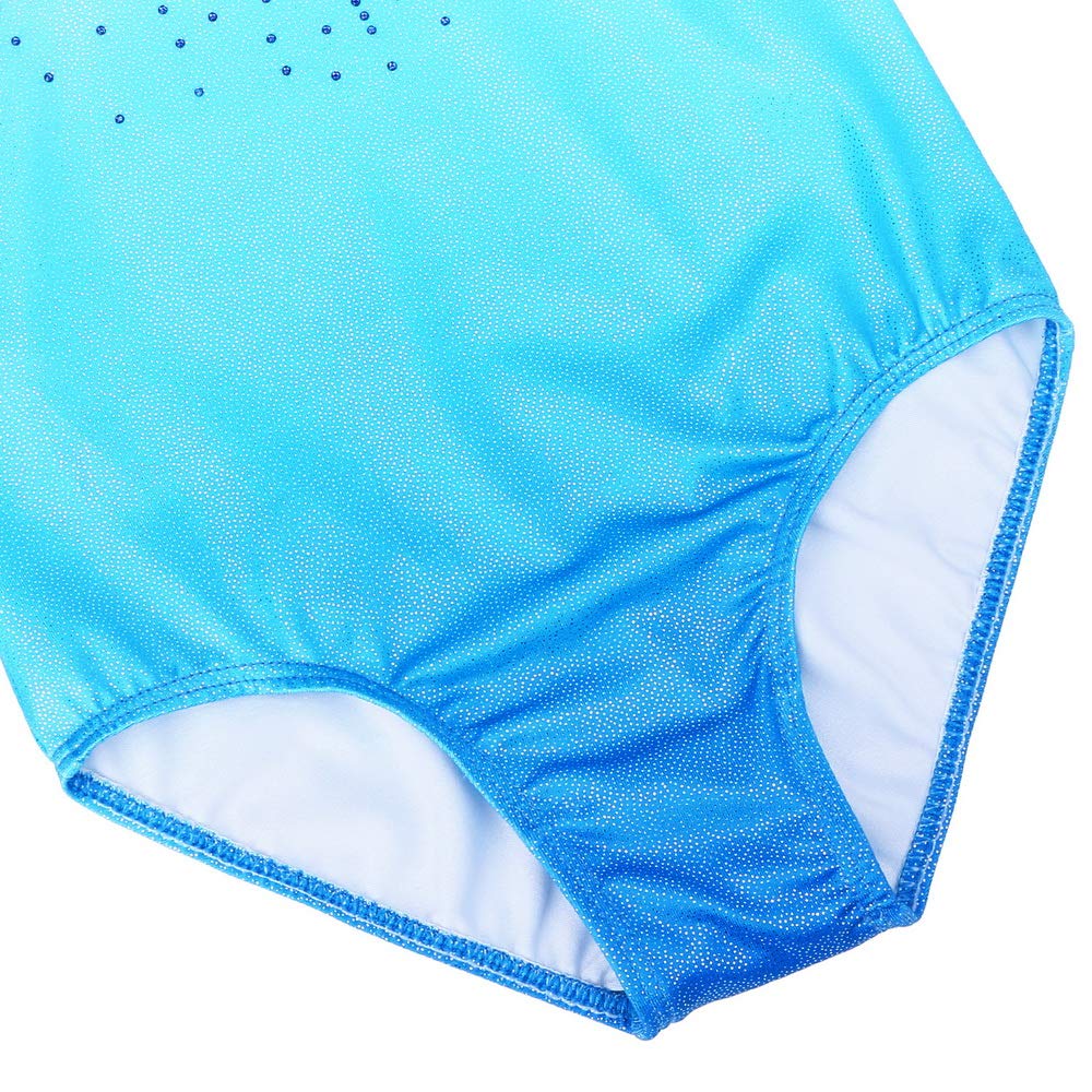 BAOHULU Gymnastics Leotard for Girls Shiny Diamond Practice Dancewear B182_Blue_8A
