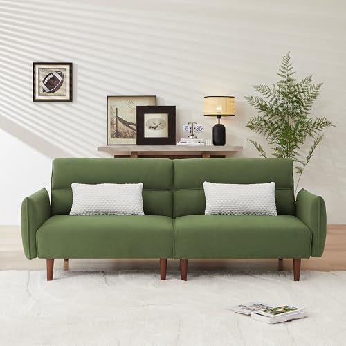 Convertible Sofa Bed Adjustable Sleeper Loveseat Couch Modern Corduroy Upholstered Recliner Reversible Love Seat Folding Daybed , Detachable Sofá into 2 Singel Chairs with Wooden Legs & USB Ports