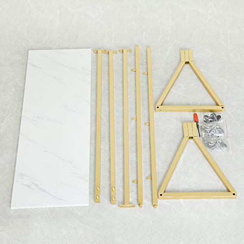 FURVOKIA Modern Simple Heavy Duty Metal Rolling Garment Rack with Wheels,Retail Display Clothing Rack with Wood, Single Rod Floor-Standing Hangers Clothes Shelves (Gold, 47.2 L)