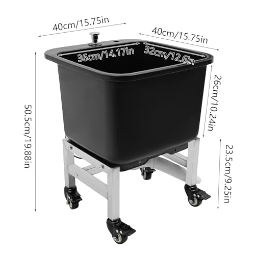 Commercial Mop Bucket on Wheels, Plastic Mobile Mopping Bucket with Drain Hole, Portable Household Mop Buckets for Balcony Kitchen Restaurant Floor Cleaning/Mopping