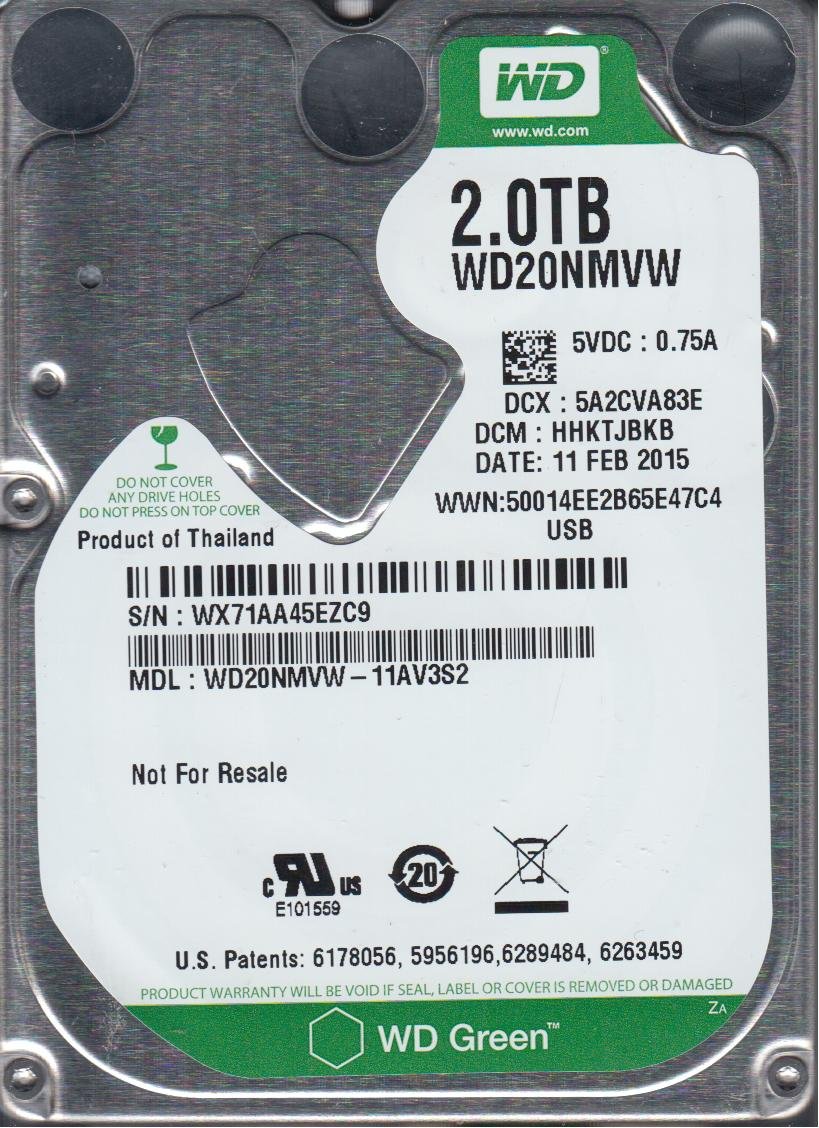 WD20NMVW-11AV3S2, DCM HHKTJBKB, Western Digital 2TB USB 2.5 Hard Drive