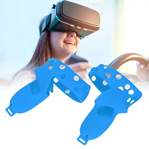 VR Joystick , Adjustable Protective Antislip Comfortable Controller Grip Cover Sweatproof with Strap for Quest 2(blue)
