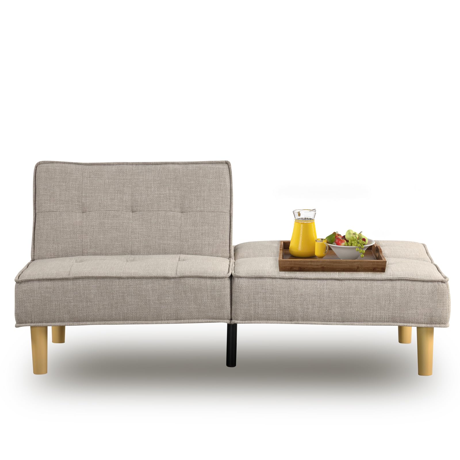 Furrich Convertible Futon Sofa Bed, Loveseat Foldable Futon Couch Adjustable Backrest, Small Futon Couch for Living Room, Small Space, Apartment, Beige Fabric 307BG