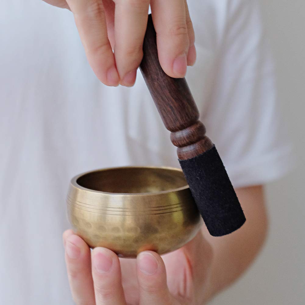 Biggo Tibetan Singing Bowl Set-Meditation Sound Bowl for Yoga,Mindfulness,Chakra Healing,Self-Regulation,Handcrafted(3.2Inch)