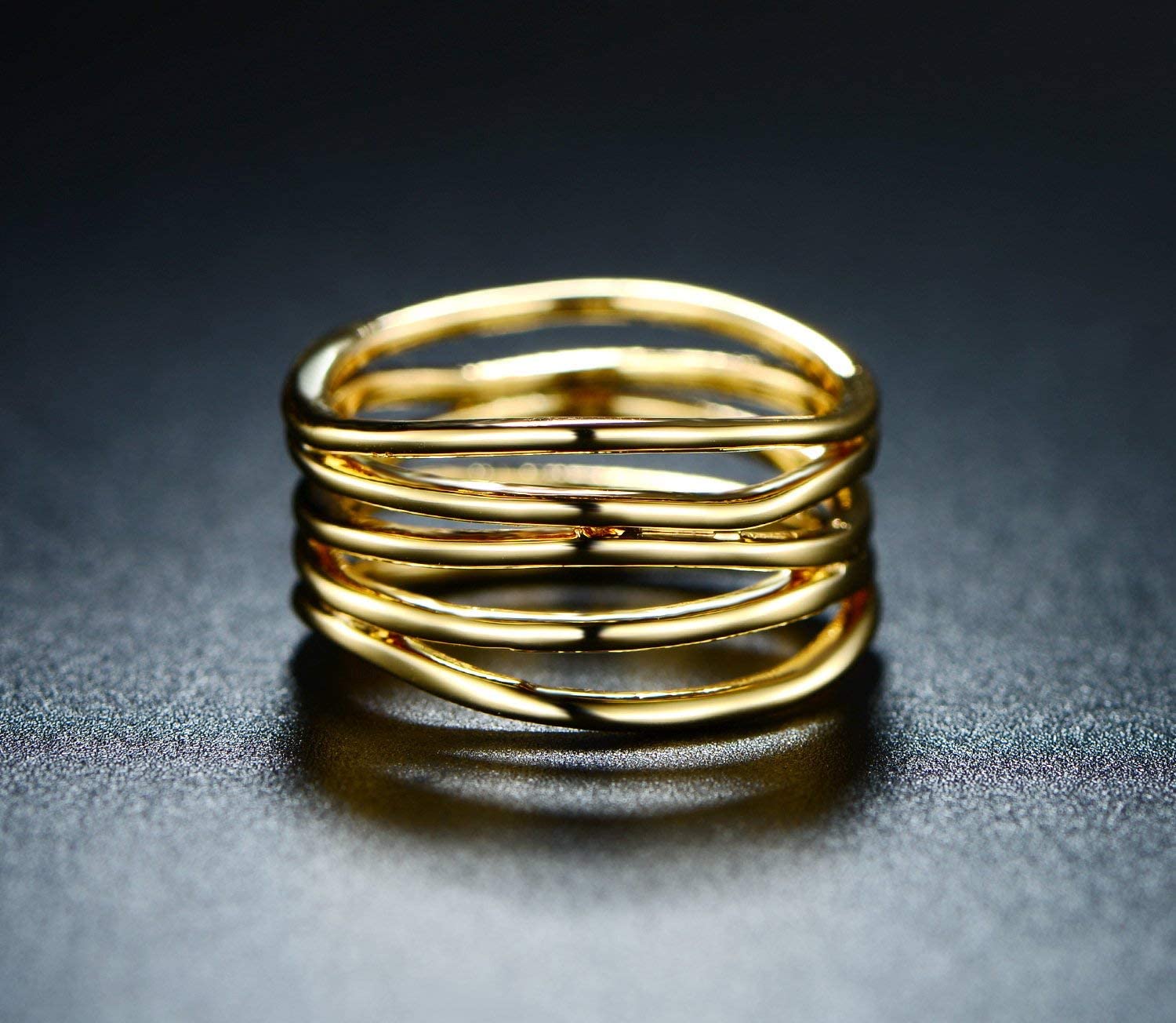 Barzel Gold Statement Trendy Cocktail Ring 18K Gold Plated Statement Ring For Women β (Gold, 8)