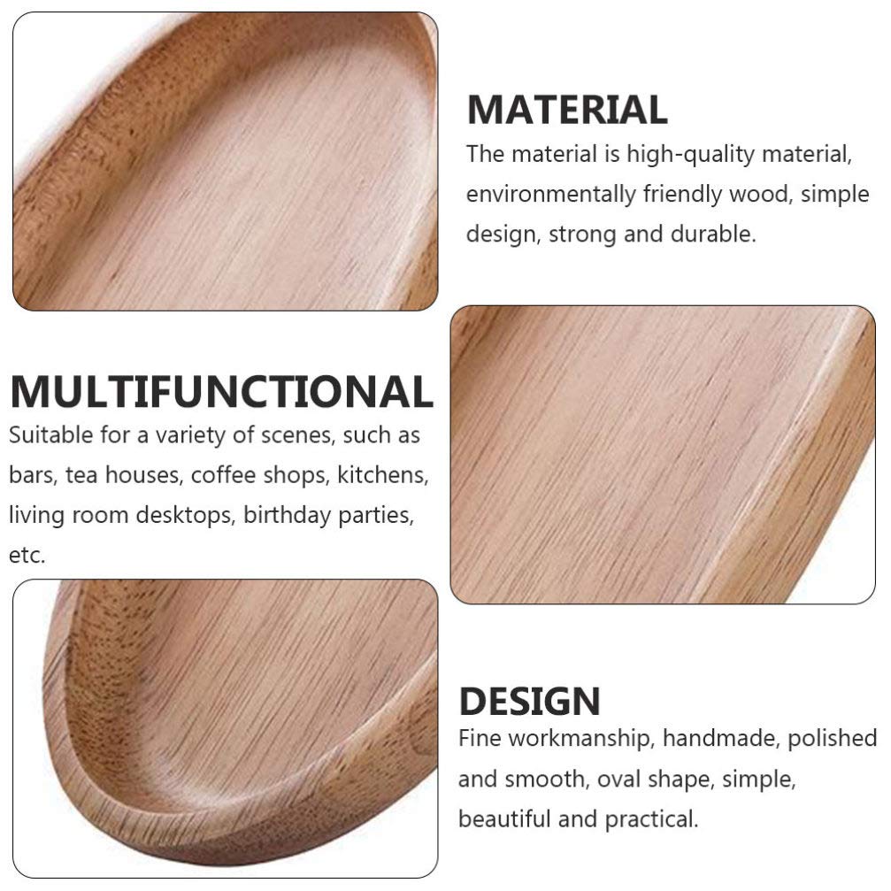 Cabilock Wooden Food Platter Oval Wood Serving Platter Tray Plate Acacia Wooden Plate for Food Party Cheese Appetizer Fruit Cake