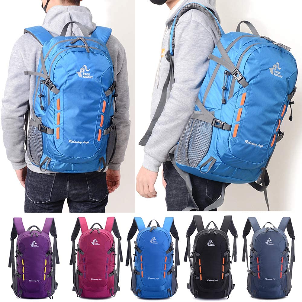 Bseash 40L Waterproof Hiking Camping Backpack,Outdoor Sport Lightweight Daypack Travel Bag for Mountaineering Skiing Climbing Cycling (Blue)