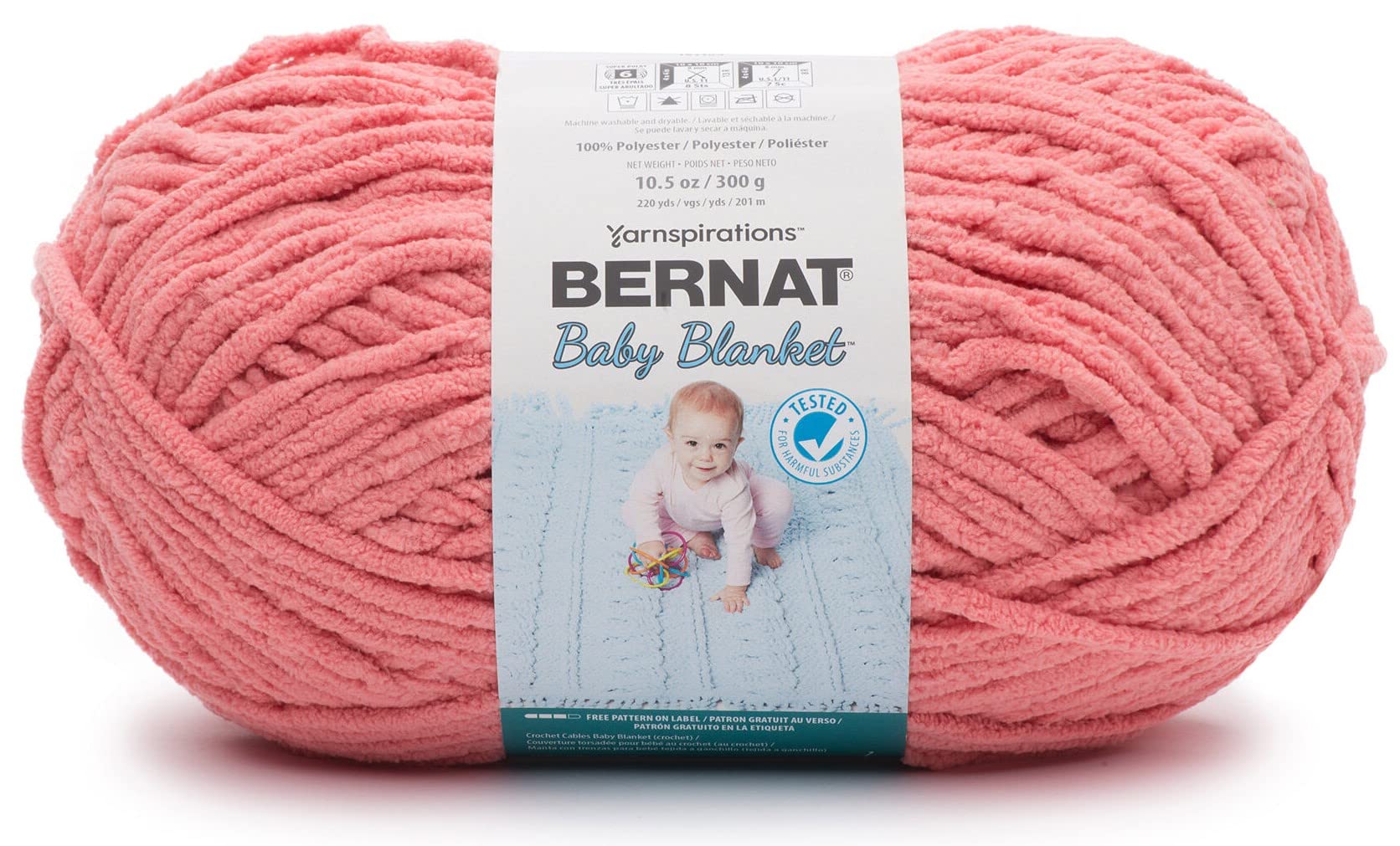 Bernat Baby Blanket Yarn - Big Ball (10.5 oz) - 2 Pack with Pattern Cards in Color (Orange Flamingo)