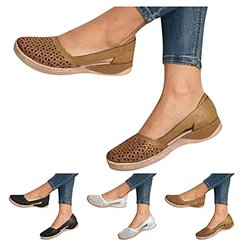 KHIIen Women's Peep Toe Bow Straps Slingback Cut Out Espadrilles Platform Wedge Sandals