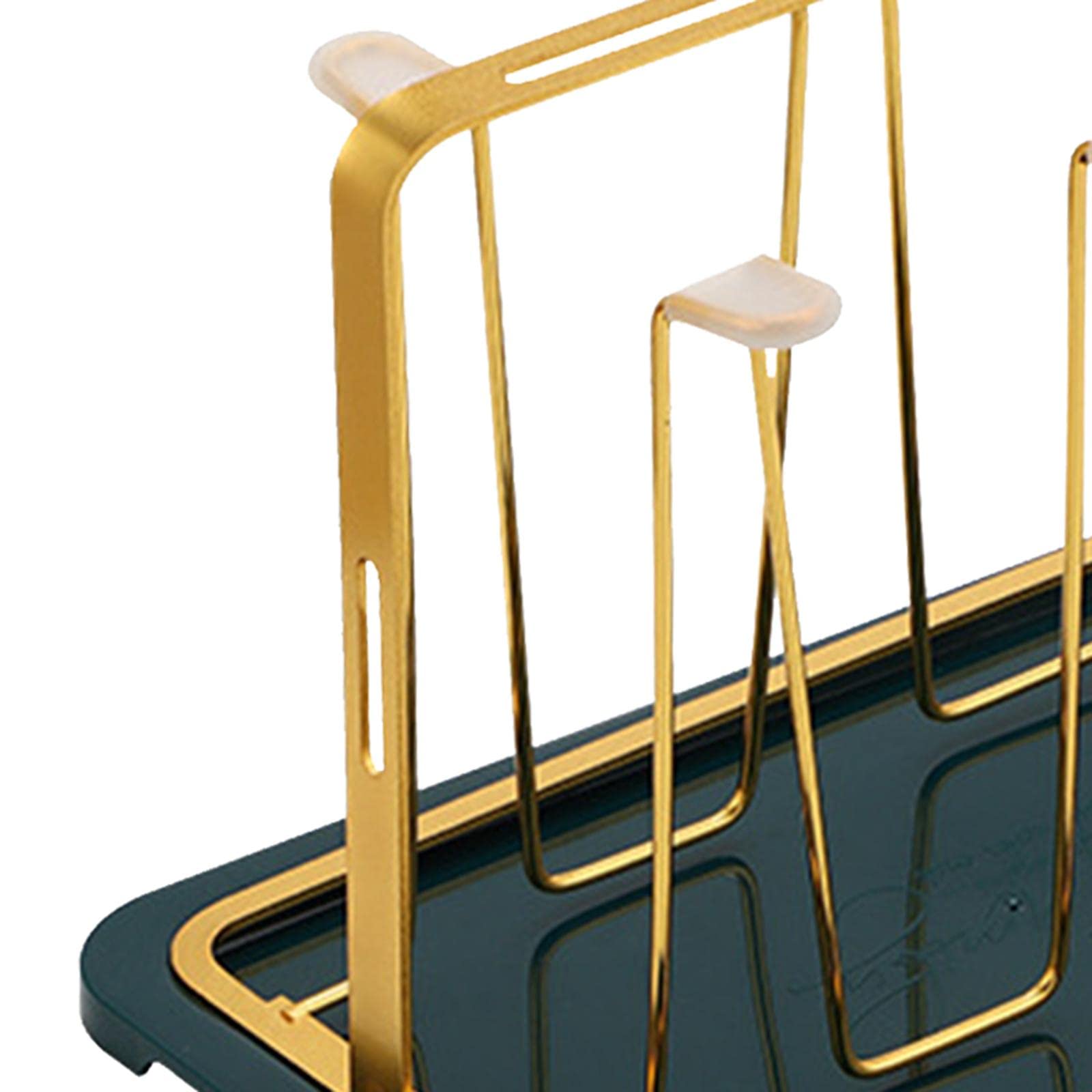 IEUDNS Glass Cup Drying Rack Sports Bottle Drainer Stand Non Slip with Drain Tray 6 Cup Metal Drainer Holder Rack for Drinking Glass Kitchen Home