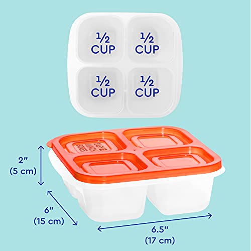 EasyLunchboxes® - Bento Snack Boxes - Reusable 4-Compartment Food Containers for School, Work and Travel, Set of 10, (Classic)