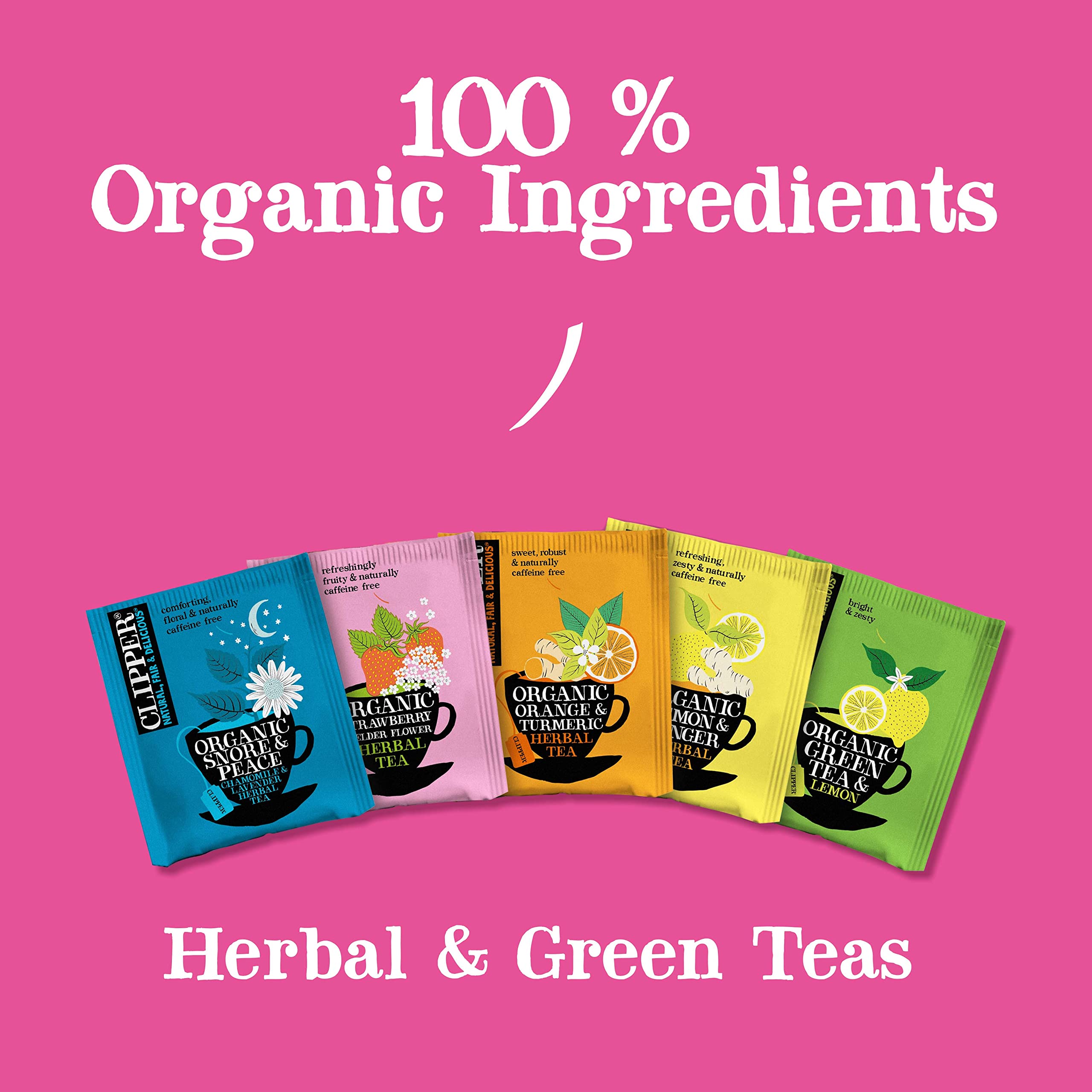 Clipper Tea Organic Herbal & Green Tea Selection/Sampler, Gift Box - Eco Friendly, Self Care, Fair Trade. Assorted Individually Wrapped Tea Bags, 1 box, 45 Unbleached Tea Bags, Gifting