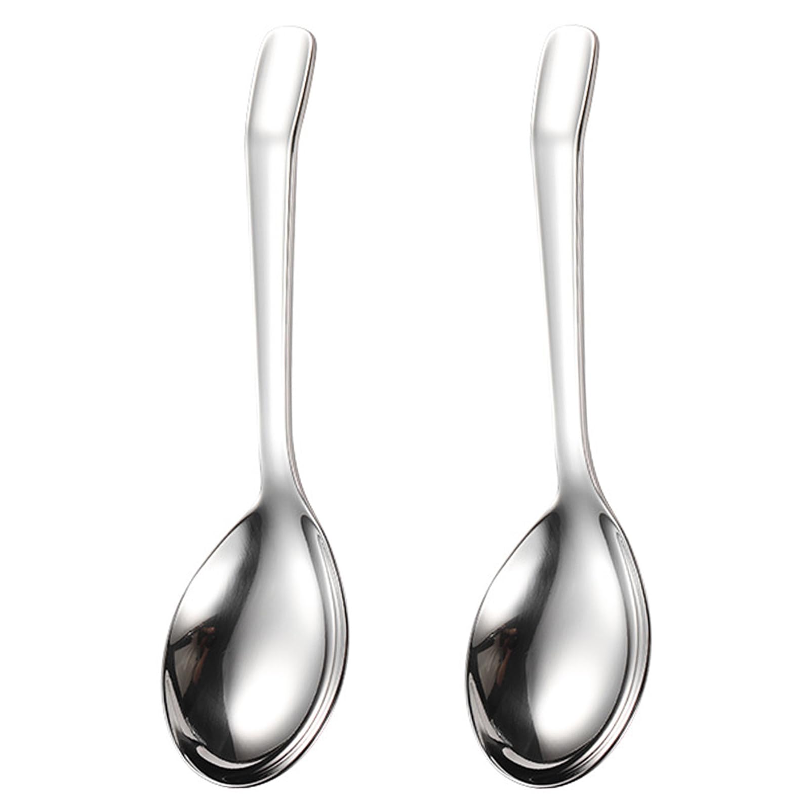 ZDFQly 6.7 Inches Soup Spoons, 2 Pieces Premium 18/10 Stainless Steel Table Spoons, Deep Bowl, Perfect for Pho, Ramen, Noodles, Wonton, Dumpling, Rice, Silver, Dishwasher Safe