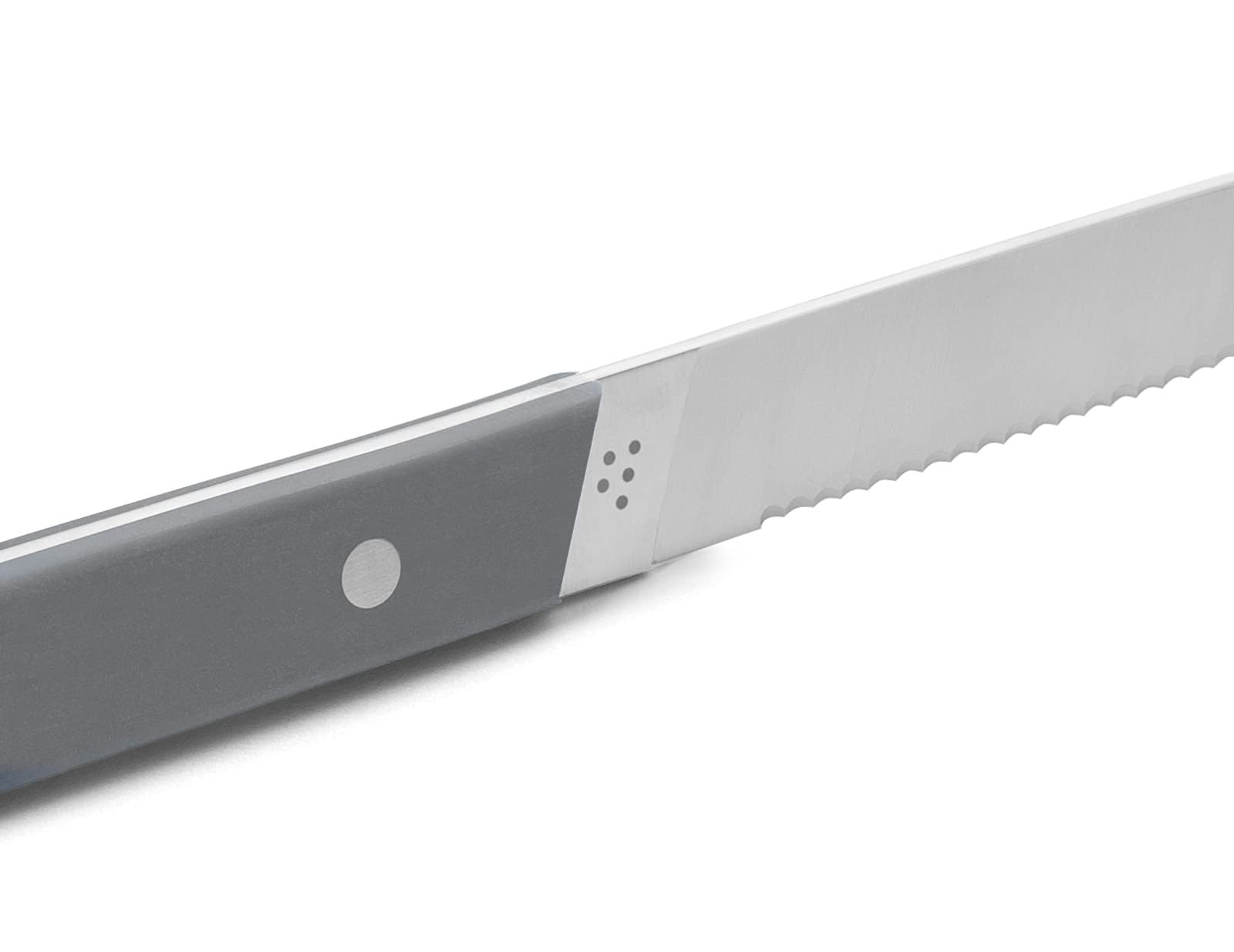 Misen Steak Knives Set of 4 - Precision Serrated Blades for Effortless Dining - Stainless Steel - Superior Cuts with Four Steak Knives Handles for Stylish Elegance - Gray