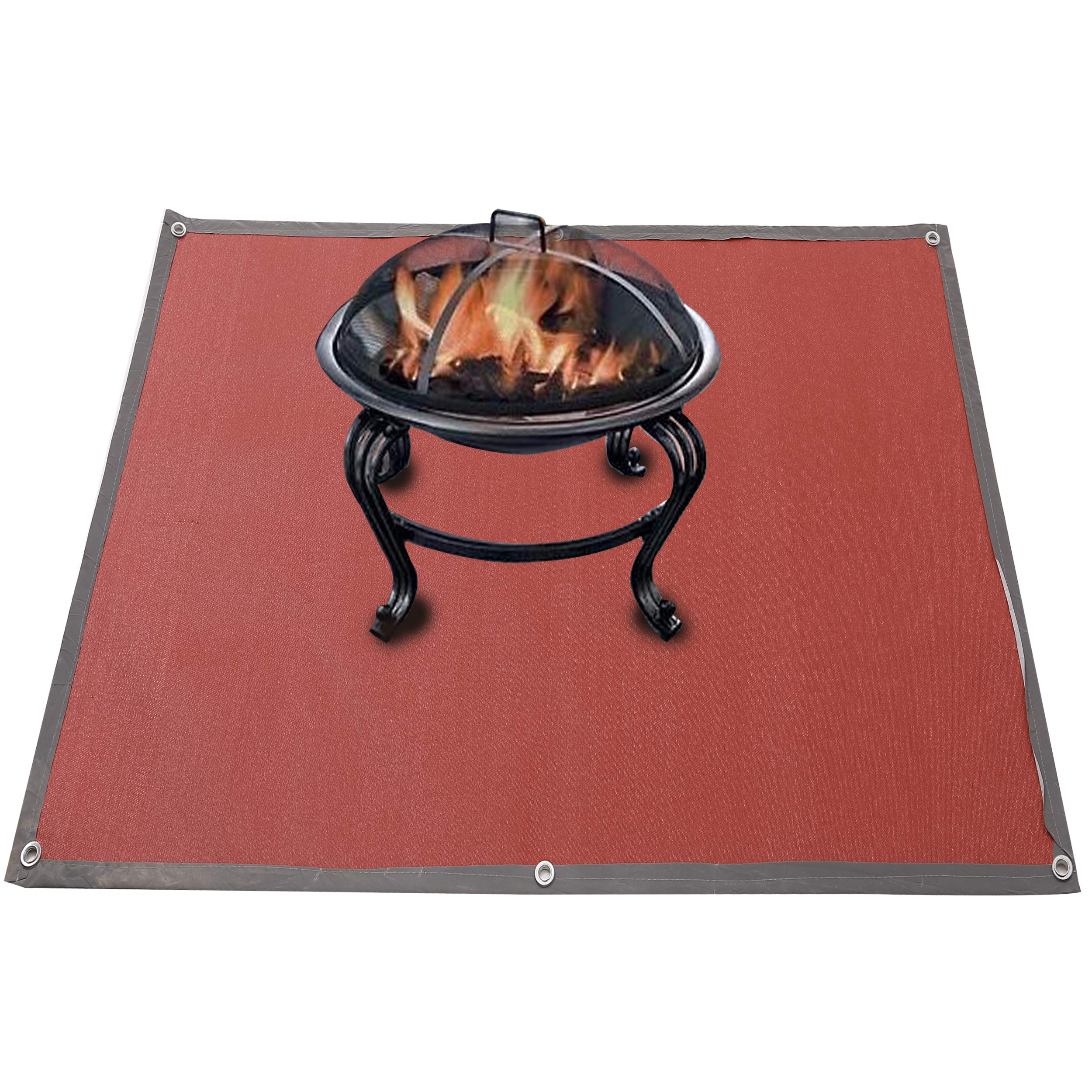 Fire Pit Mat 31 inchx47 inch, Duty Outdoor Patio Grill Mat with Reflective Strip, Heat Resistant Fire Pit Mat Grill Mat for BBQ, Camping, Patio, Garden, Backyard, Picnic, Orange