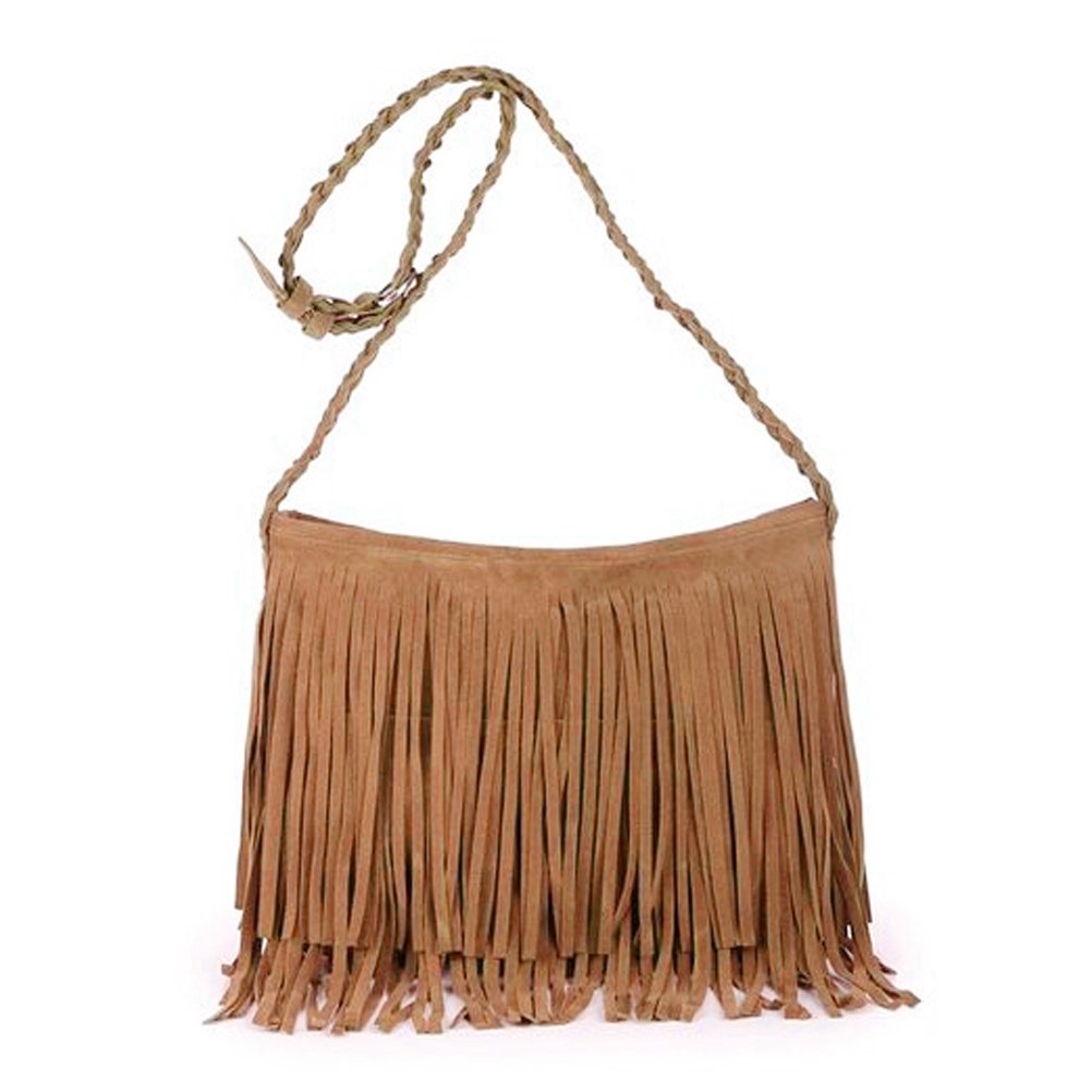 Bao Core Womens Hippie Suede Retro Vintage Fringe Tassel Faux Leather Shoulder Bag Messenger Crossbody Handbag