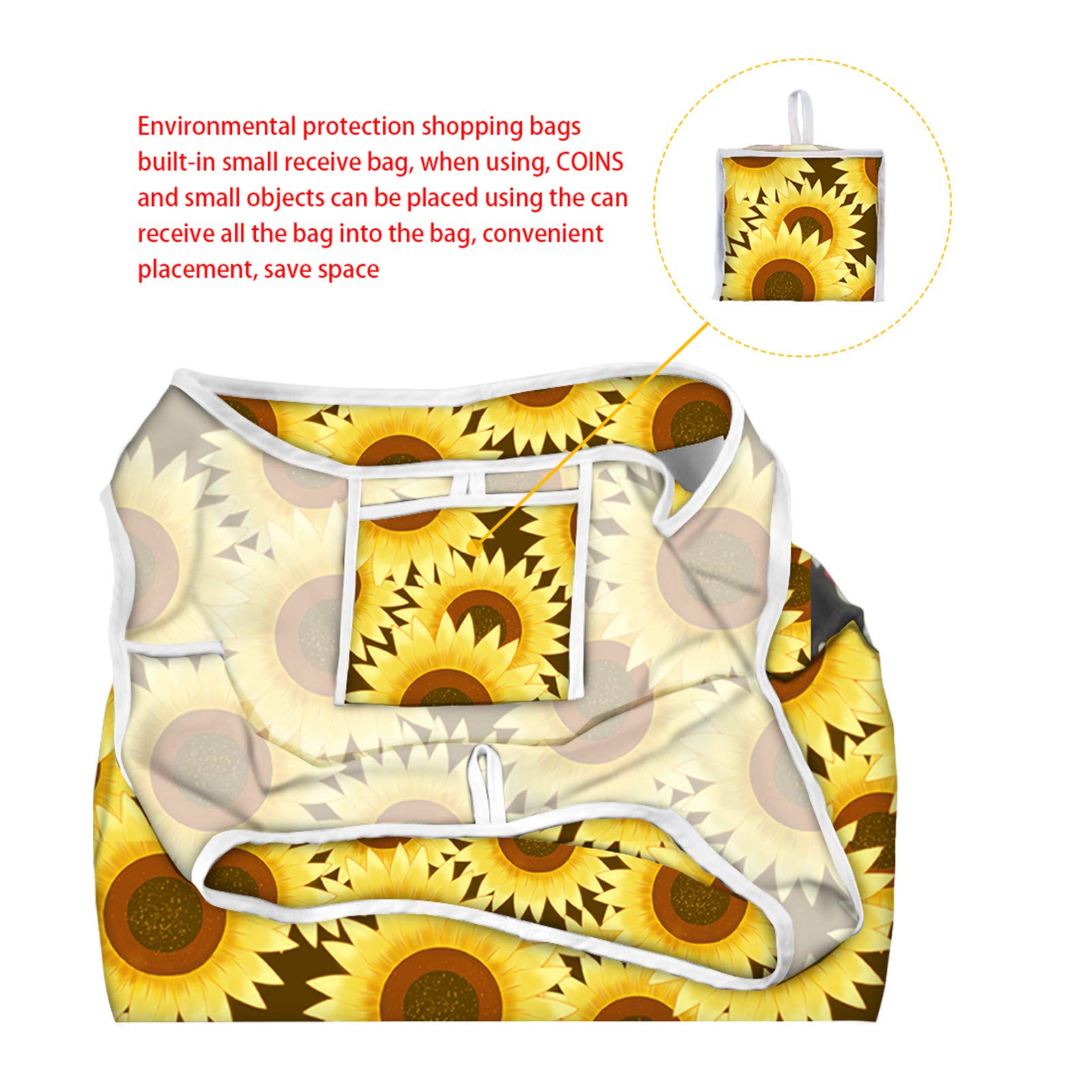 Belidome Adorable Dog Bichon Frise Flower Large Reusable Grocery Bags Collapsible for Shopping Picnic Tote, Washable Foldable