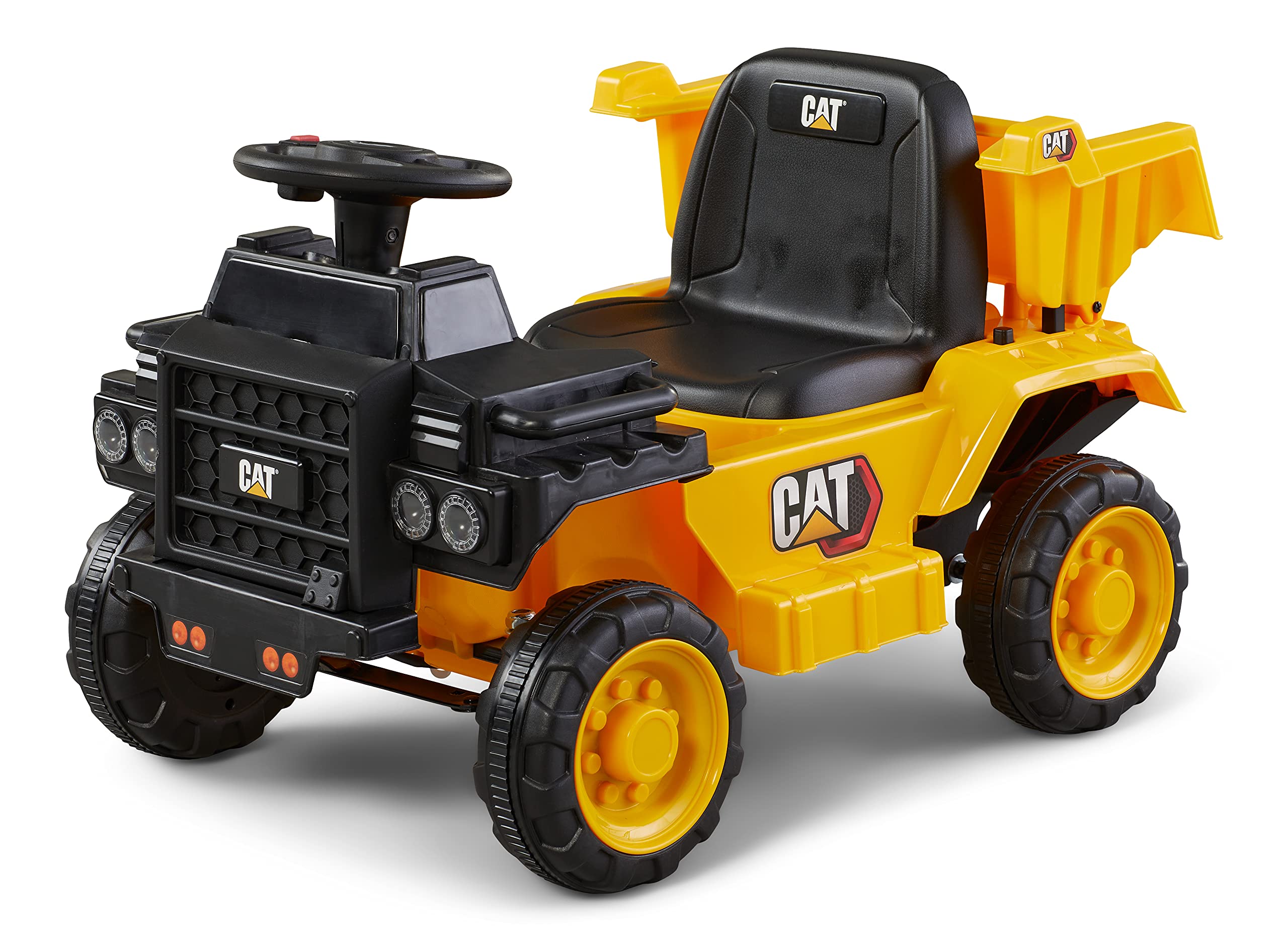 Kid Trax CAT Dump Truck Toddler Electric Quad Ride On Toy, 6 Volt, Kids 1.5-2.5 Years Old, Max Rider Weight 44 lbs, Yellow (KT1615)