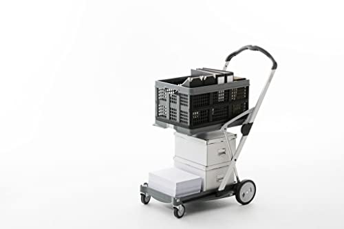 CLAX® The Original | Made in Germany | Multi use Functional Collapsible Carts | Mobile Folding Trolley | Shopping cart with Storage Crate | Platform Truck (Grey)