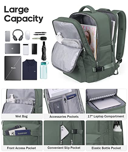 Bagsure Large Travel Backpack for Women Men, 45L Expandable Carry On Backpack, 17 Inch Laptop Backpack Waterproof College Business, Flight Approved