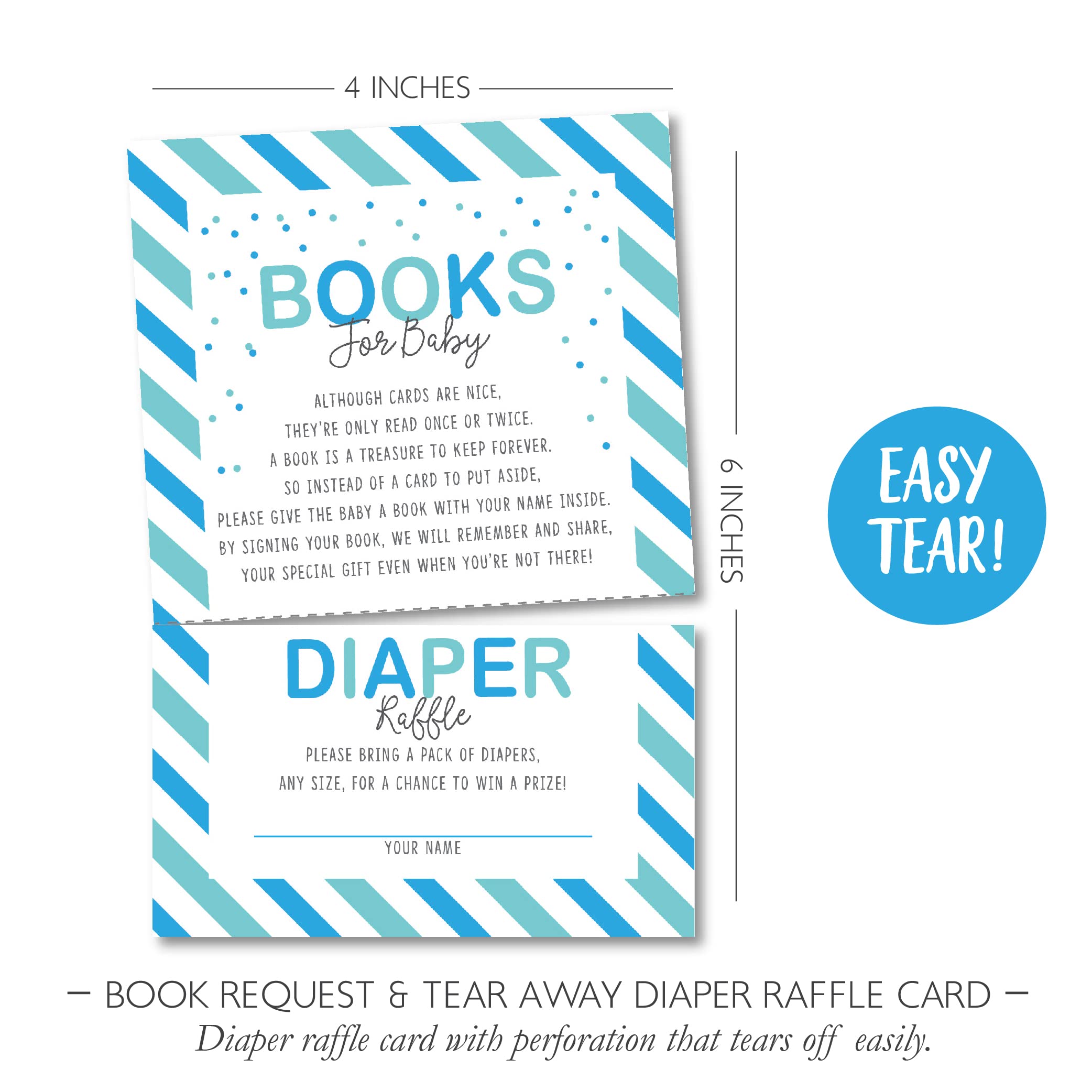 Boy Baby Shower Invitations with Book Request and Diaper Raffle Card, Blue Baby Sprinkle, 20 Fill in Invites