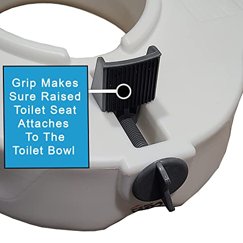 Carex 4.5 Inch Raised Toilet Seat with Arms - For Elongated Toilets, Elevated Toilet Riser with Removable Padded Handles, Easy On and Off, 300lb Weight Capacity, White