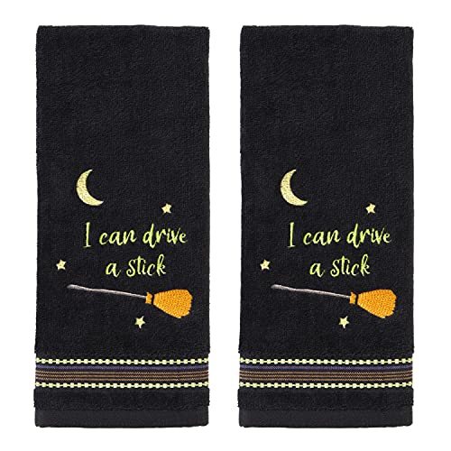 SKL Home by Saturday Knight Ltd. Drive A Stick Hand Towel (2-Pack), Black