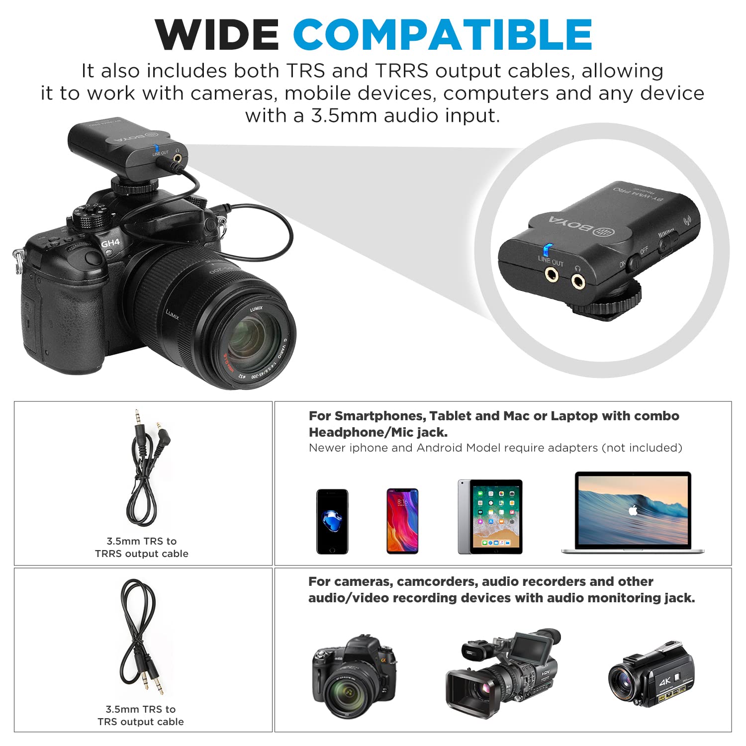 BOYA 2.4GHz Wireless Lavalier Microphone System WM4 PRO K2 Mini Lapel Clip on Mic for Smartphone Canon Nikon Sony DSLR Camera iOS for vlog Live Streaming Interview Commentary Record Dual TXS & One RX