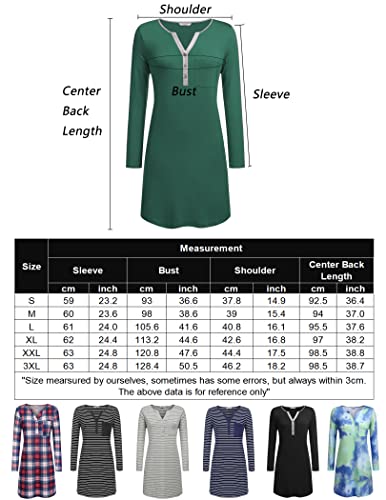 Ekouaer Women's Nightshirt Long Sleeve Button Down Nightgown V-Neck Sleepwear Pajama Dress