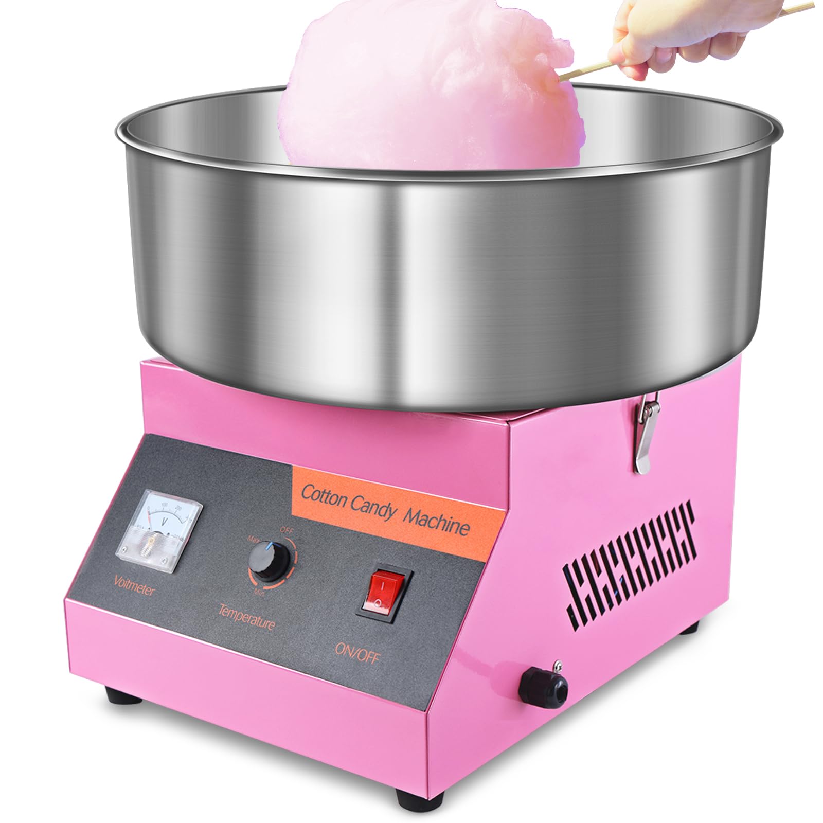 Cotton Candy Machine Commercial, 1000W Efficiently Cotton Candy Maker Machine with Stainless Steel Bowl, Sugar Scoop, Easy & Safe to Use, Candy Floss Maker for Kids, Home, Party, Birthday, Festival