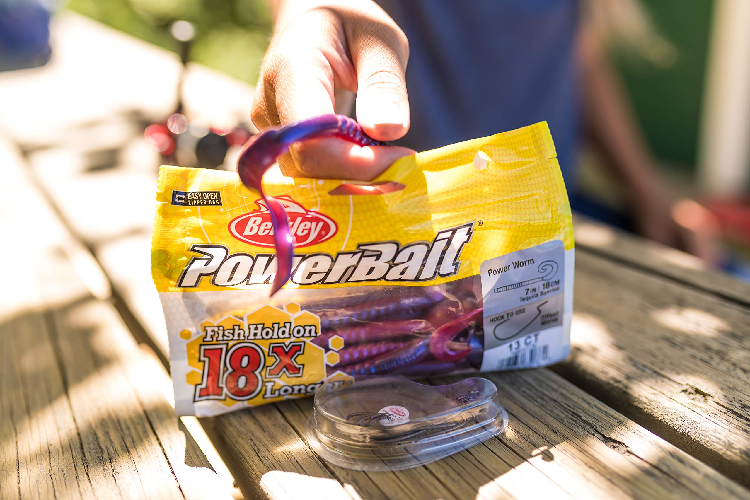 Berkley PowerBait® Power Worm Fishing Bait, Strawberry Glitter/Red, 7in | 18cm, Irresistible Flavor, Classic Curly Tail Worm Profile, Ideal for Spring, Summer and Fall Fishing