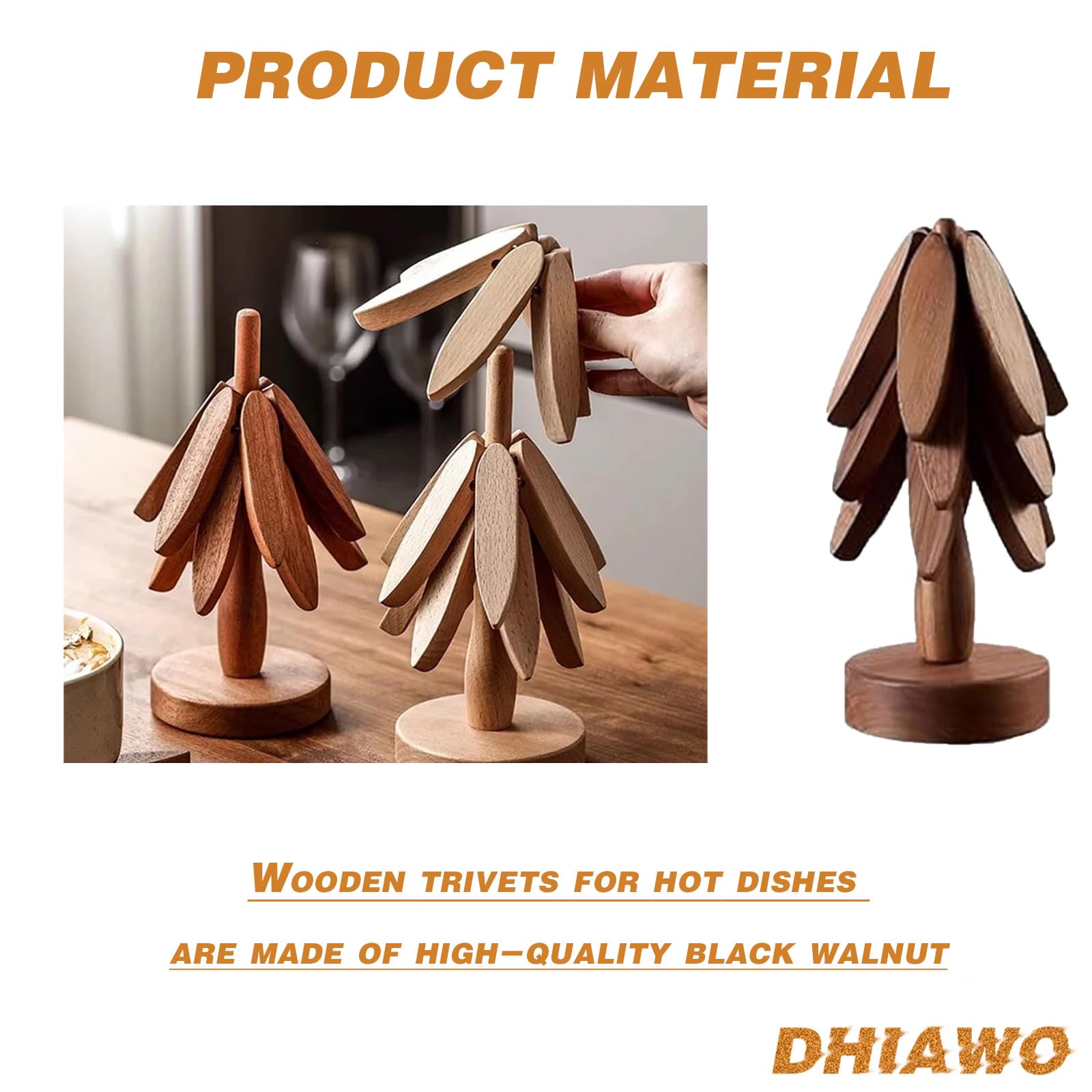 Dhiawo Wooden Tree Coaster, 2024 New Tree Coaster, Wooden Tree Coaster, Tree Shape Trivets Set, Wooden Trivets for Hot Dishes,Tree Shape Trivet Set Coaster for Teapot Hot Pots (A)