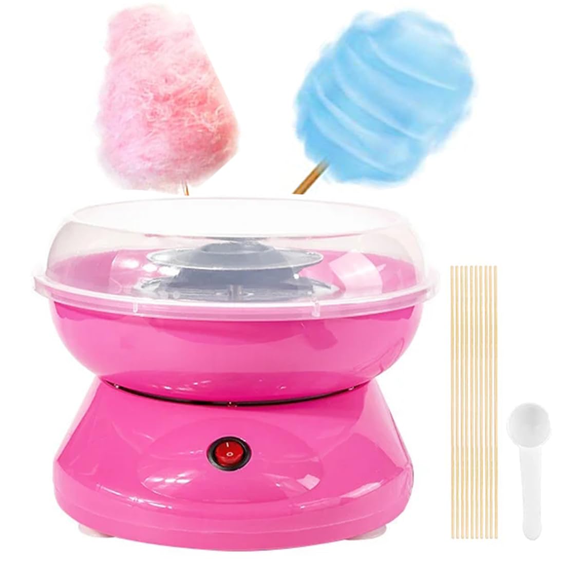 Cotton Candy Machine for Kids, Portable Mini Electric Cotton Candy Makers with 450W Efficient Electric Heating, DIY Sweet Cotton Candy Maker Includes Sugar Spoon and Bamboo Sticks (Pink)
