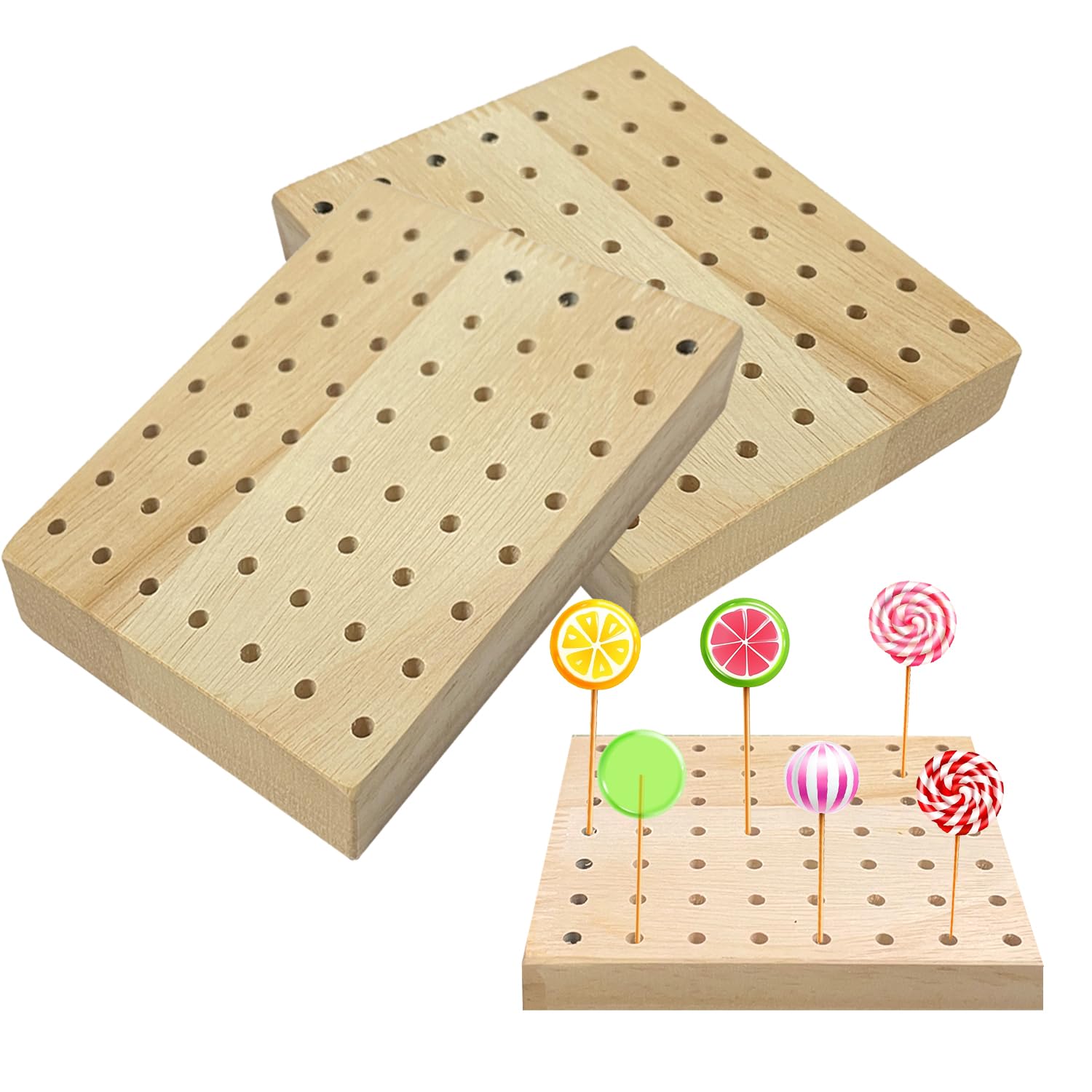 Cake Pop Stand 3 Pack Wooden Cakepops Stand Display Holder 56 Holes Wood Lollipop Holder Stand Decorative Candy, for Party, Birthday, Weddings, Anniversaries, Baby Showers, Fit 4mm Lollipop Sticks