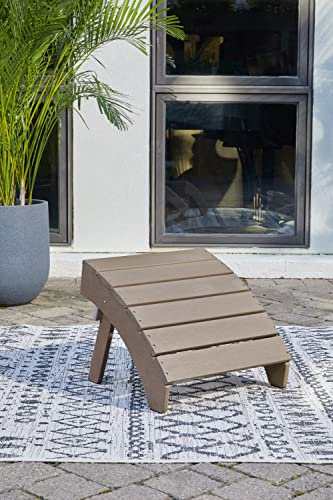 Signature Design by Ashley Outdoor Sundown Treasure Patio HDPE Ottoman, Grayish Brown
