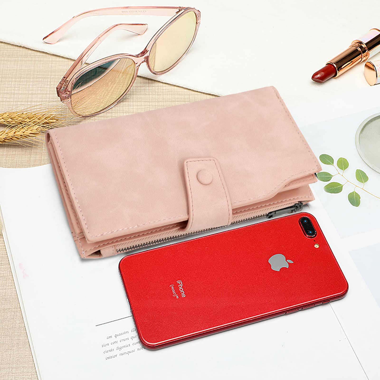 TAN.TOMI Wallet Women, Vegan Leather Women Wallet Large Capacity, Wallet for Women RFID Blocking with Multi Card Organizers