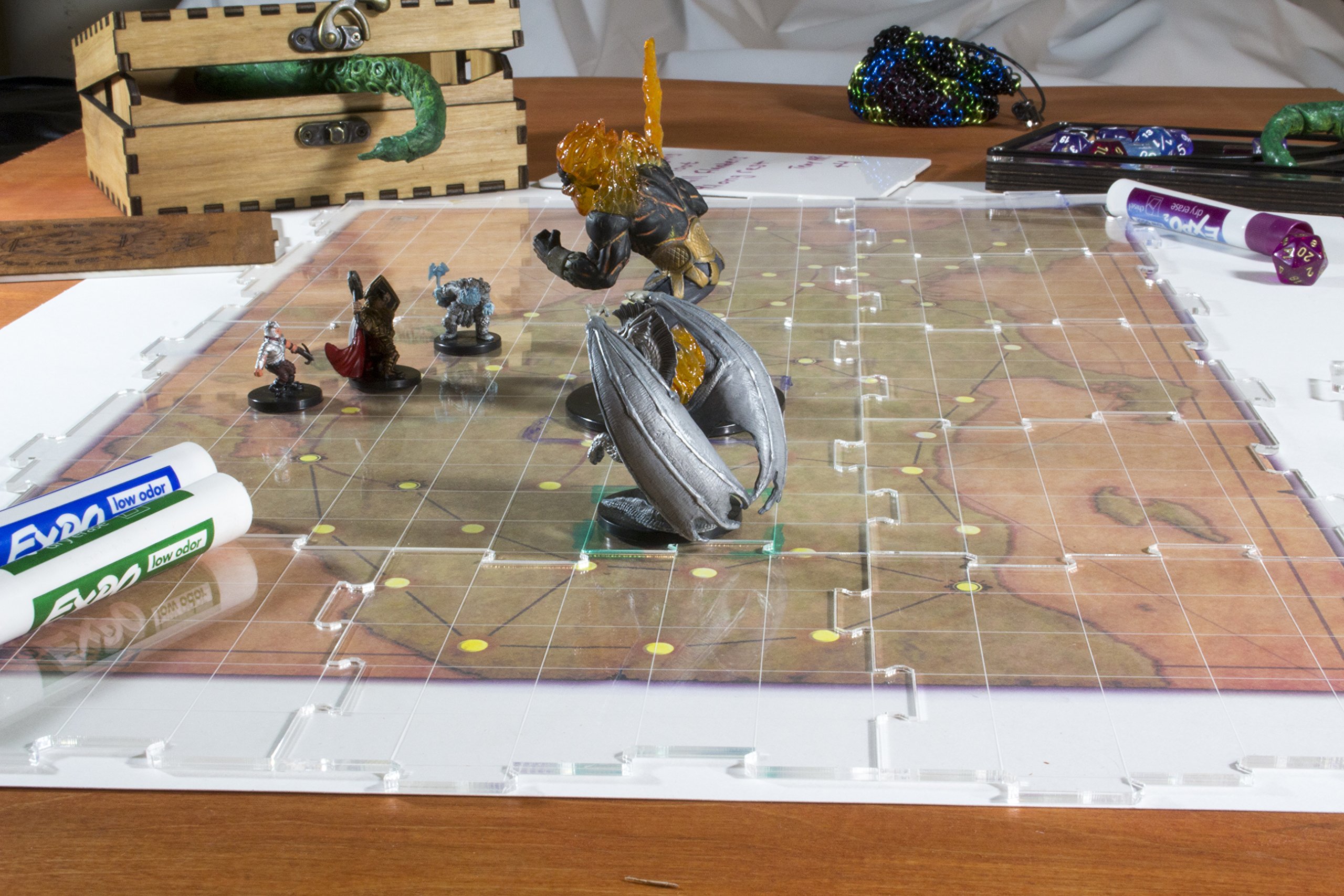 Interchangeable Clear Battle Tiles Great for D&D and RPG Games Combo Pack ~ 4-Small, 4-Big