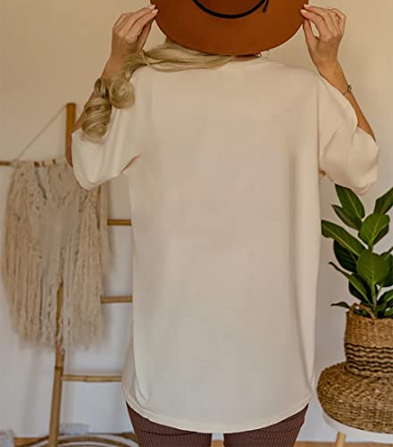 Oversized Rodeo T-Shirt for Women Not My First Rodeo Letter Printed Shirt Retro Western Country Cowboy Tee Tops (L, Apricot)
