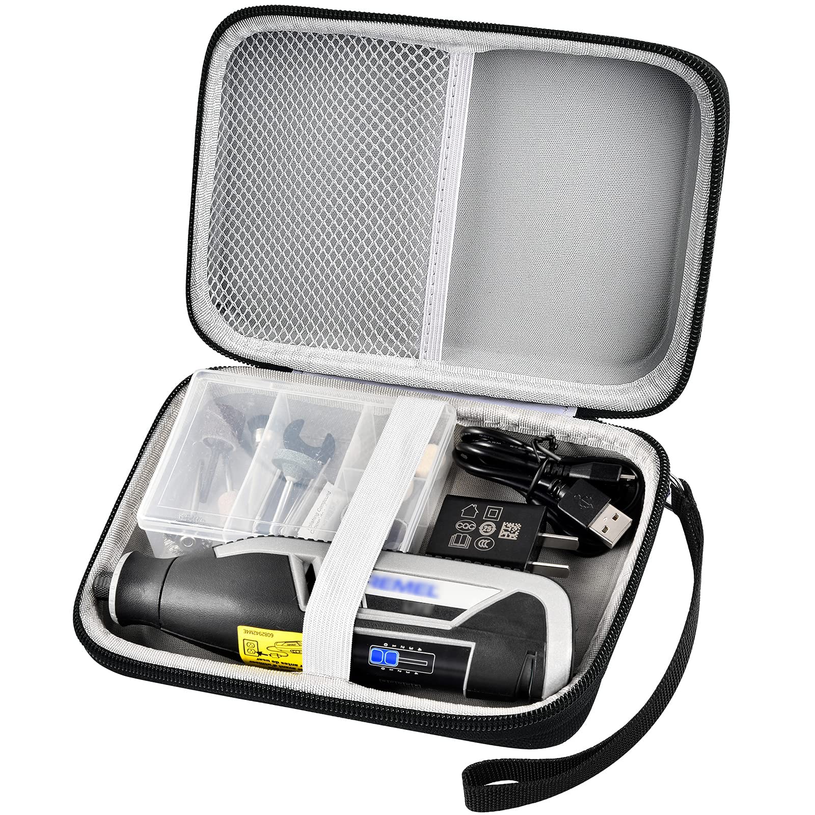 Case Compatible with Dremel Lite 7760 N/10 4V Multi-Purpose Rotary Tool Kit, Hard Carrying Storage Bag Organizer Fit for USB Charging Cable and Accessory Set (Box Only)
