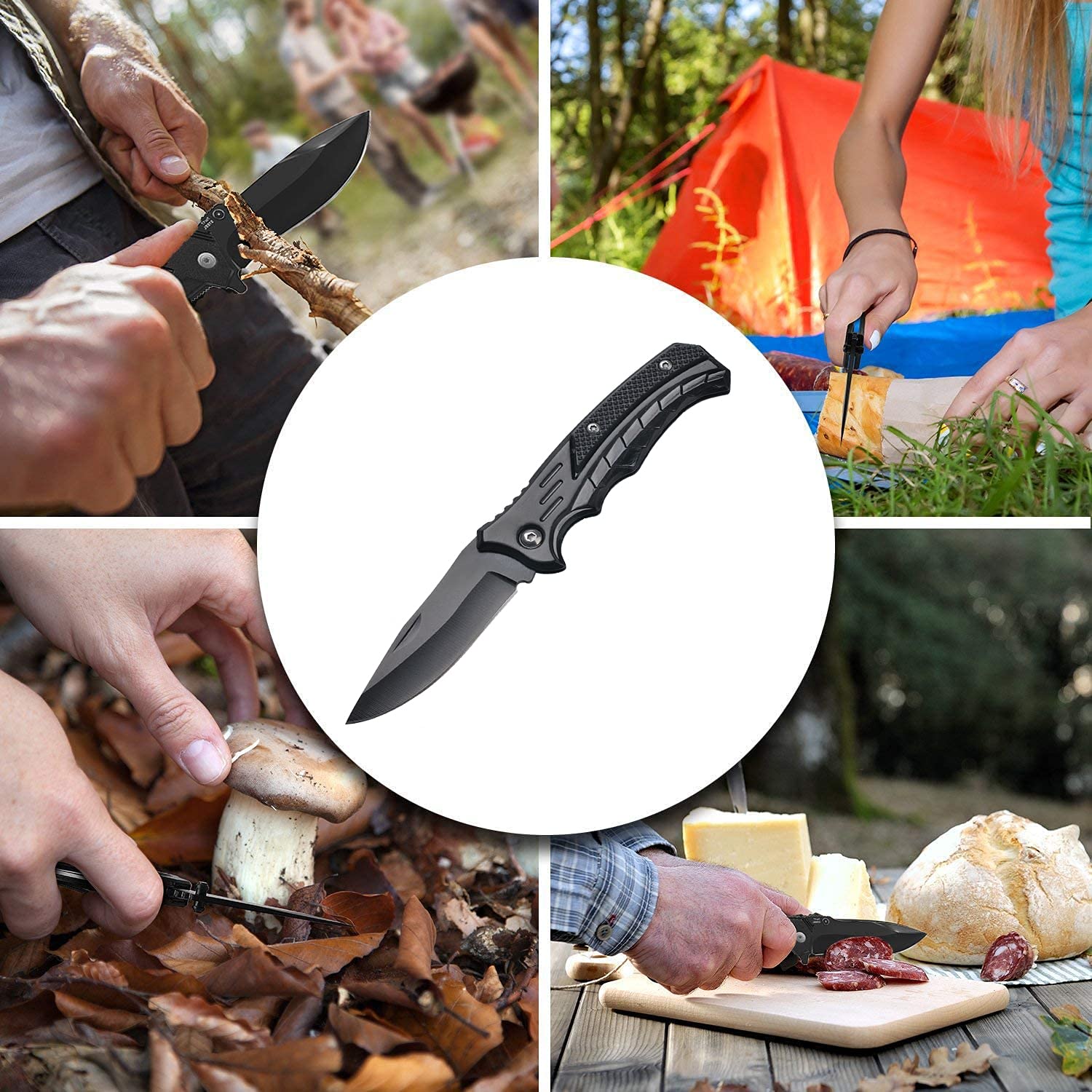 BUYONE Pocket Knife, Mini Folding Knife| Outdoor Knife, with Belt Clip, for Leisure, Camping, Hiking and Emergencies, Gift for